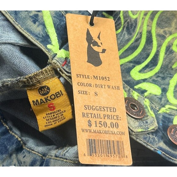 Makobi | Jackets & Coats | Makobi Mens Small Denim Jean Jacket Acid ...